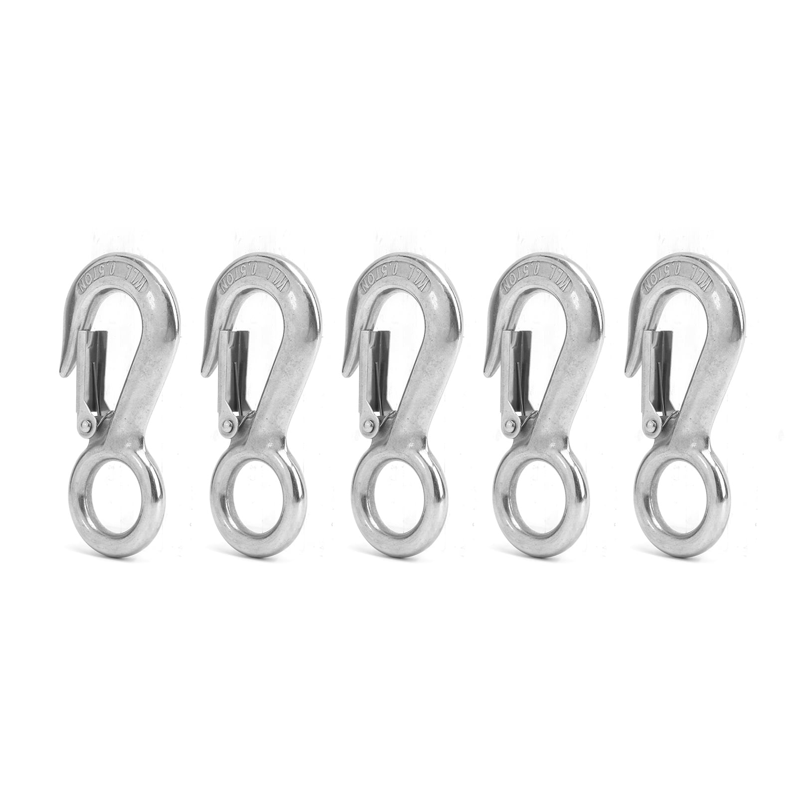 5Pcs Stainless Steel Big Eye Snap Latched Hoist Crane Hook AntiShedding ...