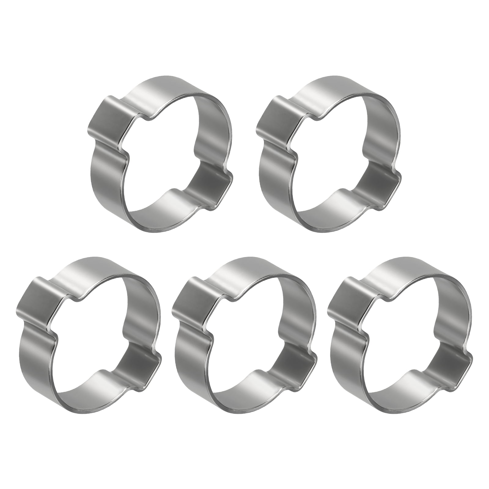 5Pcs Stainless Steel Double Ear Hose Clamps, Adjustable 24-28mm Heavy ...