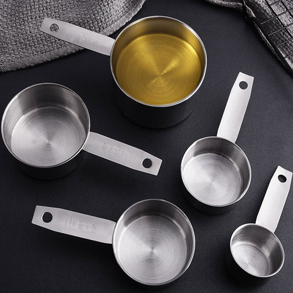 5Pcs Stainless Steel Measuring Cups Set, Stackable Metal Measure Cups ...