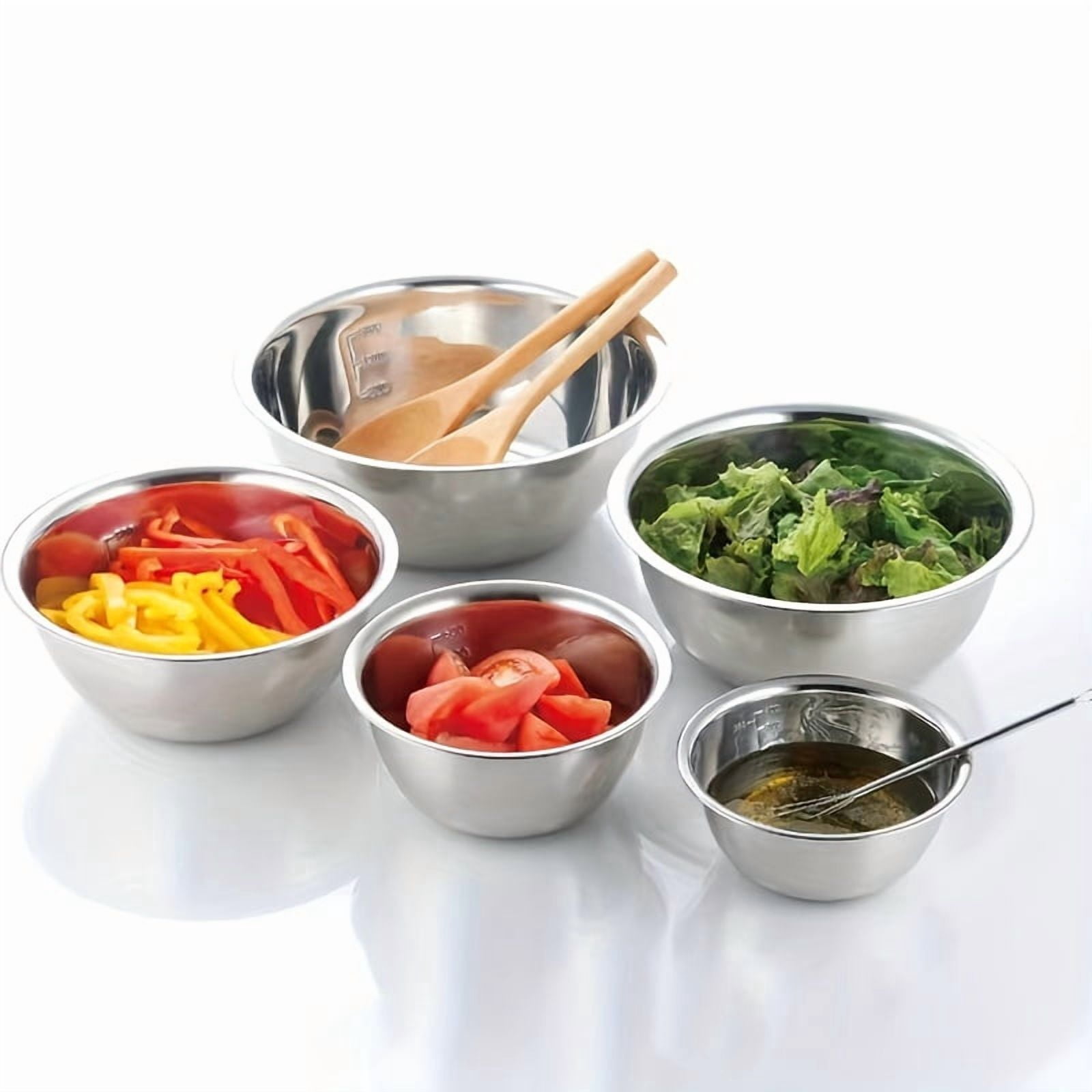 5Pcs Stainless Steel Mixing Bowls Set with Non-Slip Design, Multi ...