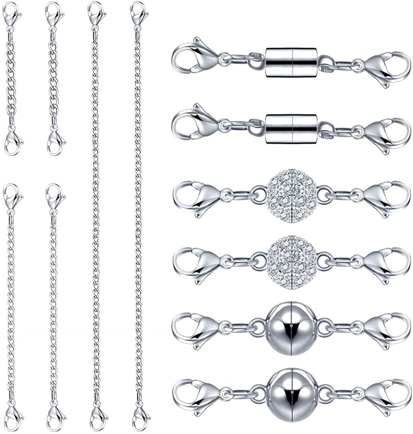 5Pcs Stainless Steel Necklace Bracelet Extender, Double Lobster Clasps ...