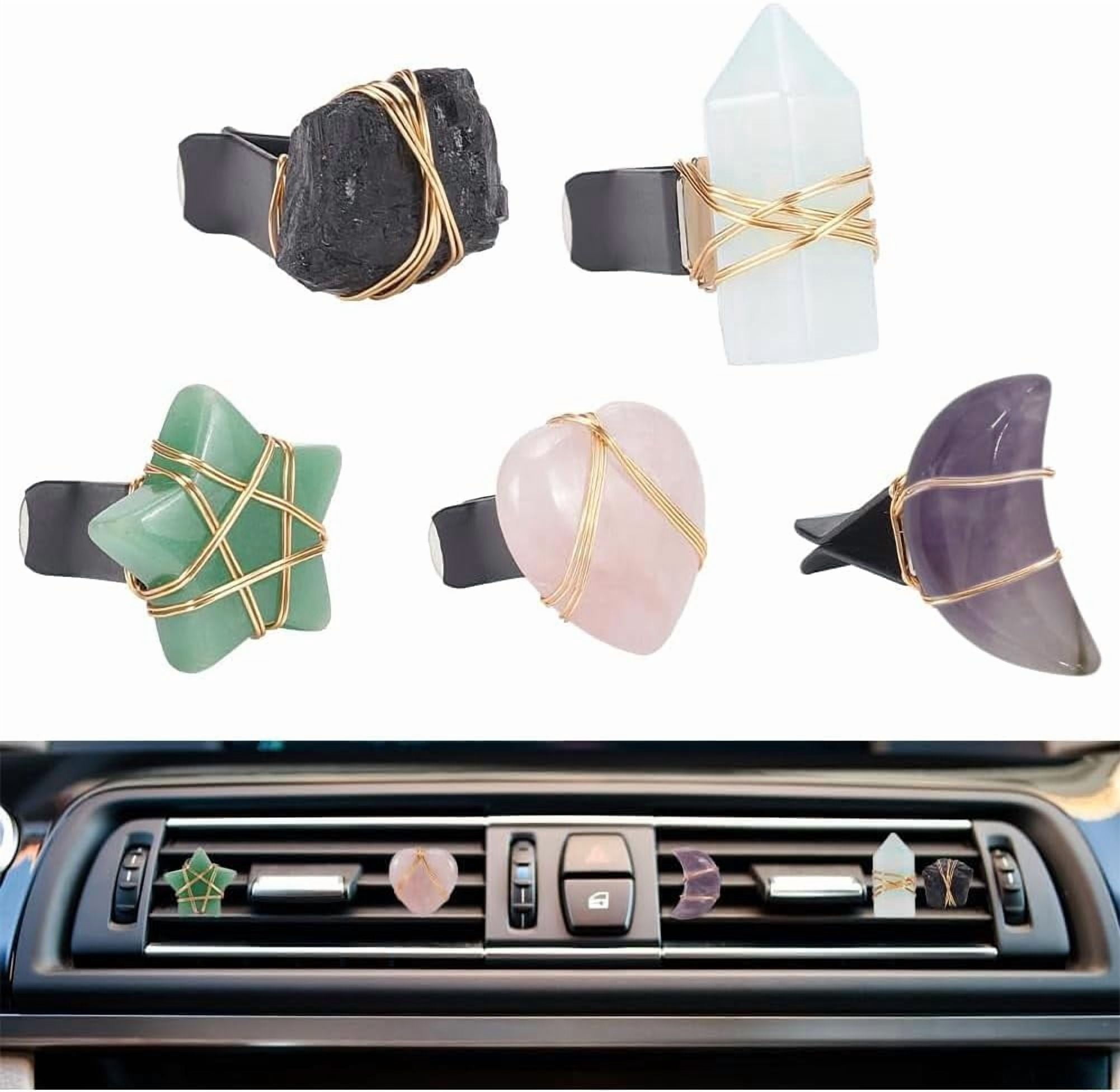 5Pcs Star Heart Gemstone Air Vent Clips - Natural Stone Quartz Crystals ...