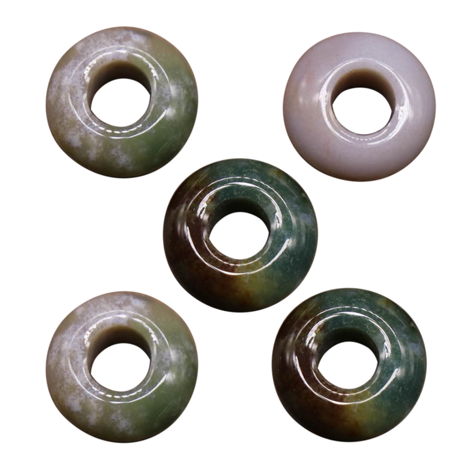 5Pcs Stone Charm Pendant Loose Round Big Hole Beads For Jewelry Making ...