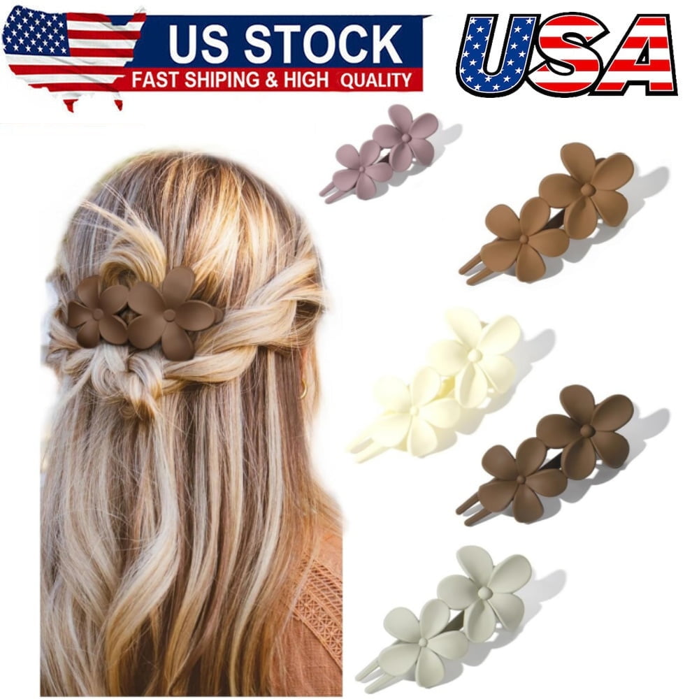 5Pcs Stylish Lay Flat Claw Clips for All Hair Types,Matte Non-slip Hair ...