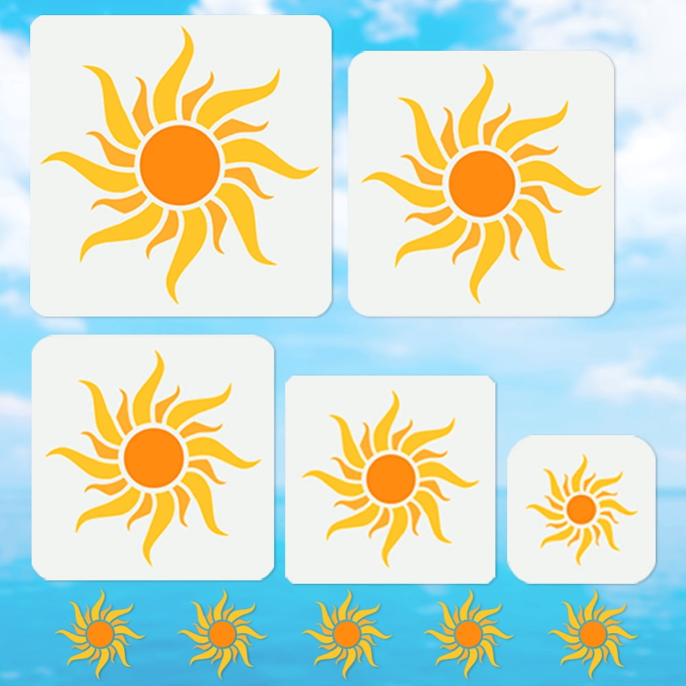 5Pcs Sun Stencils for Painting Reusable Boho Sun Stencil Drawing ...