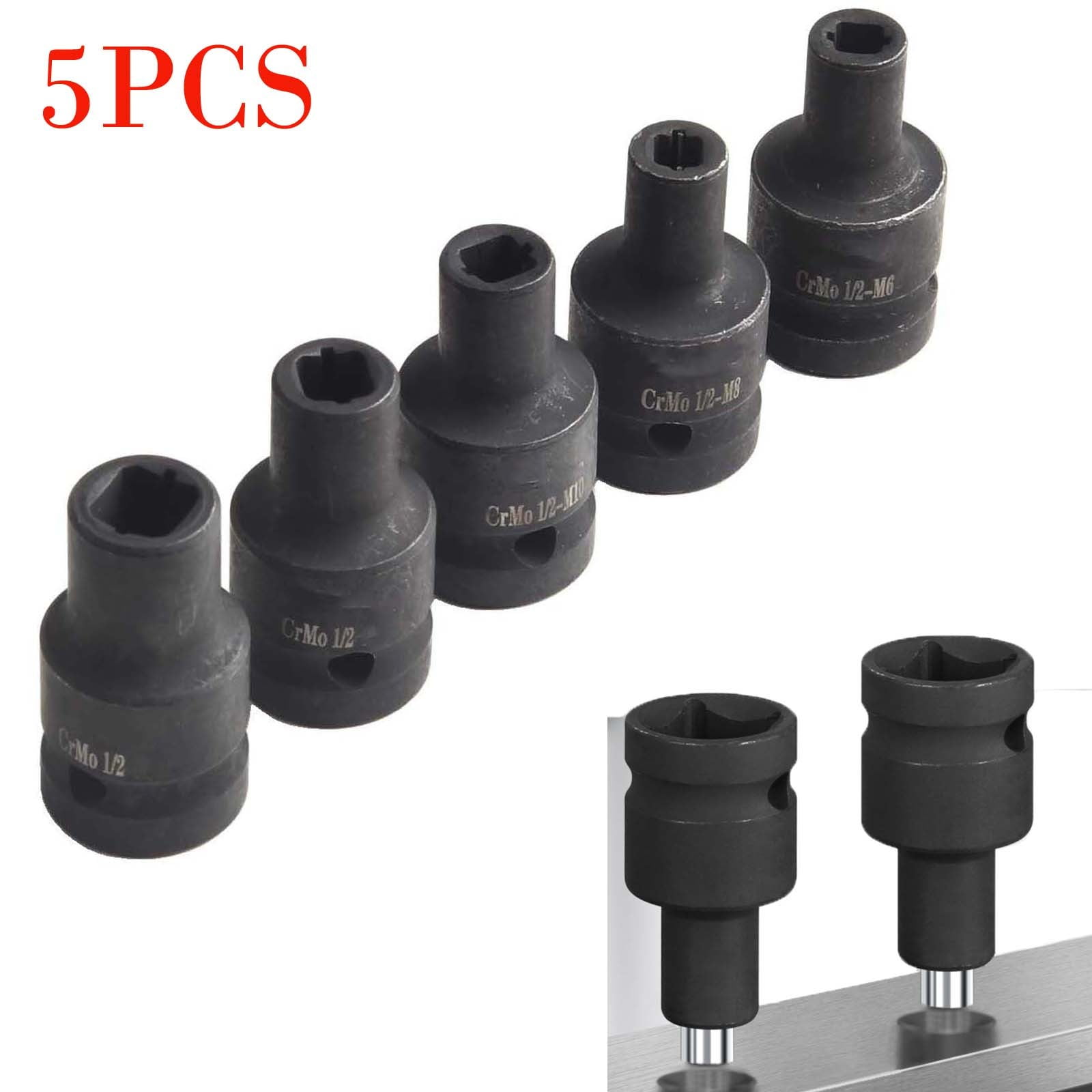 5Pcs Suqare Screw Tap Socket 1/2 Inch Driver for Electric Driver Wrench ...