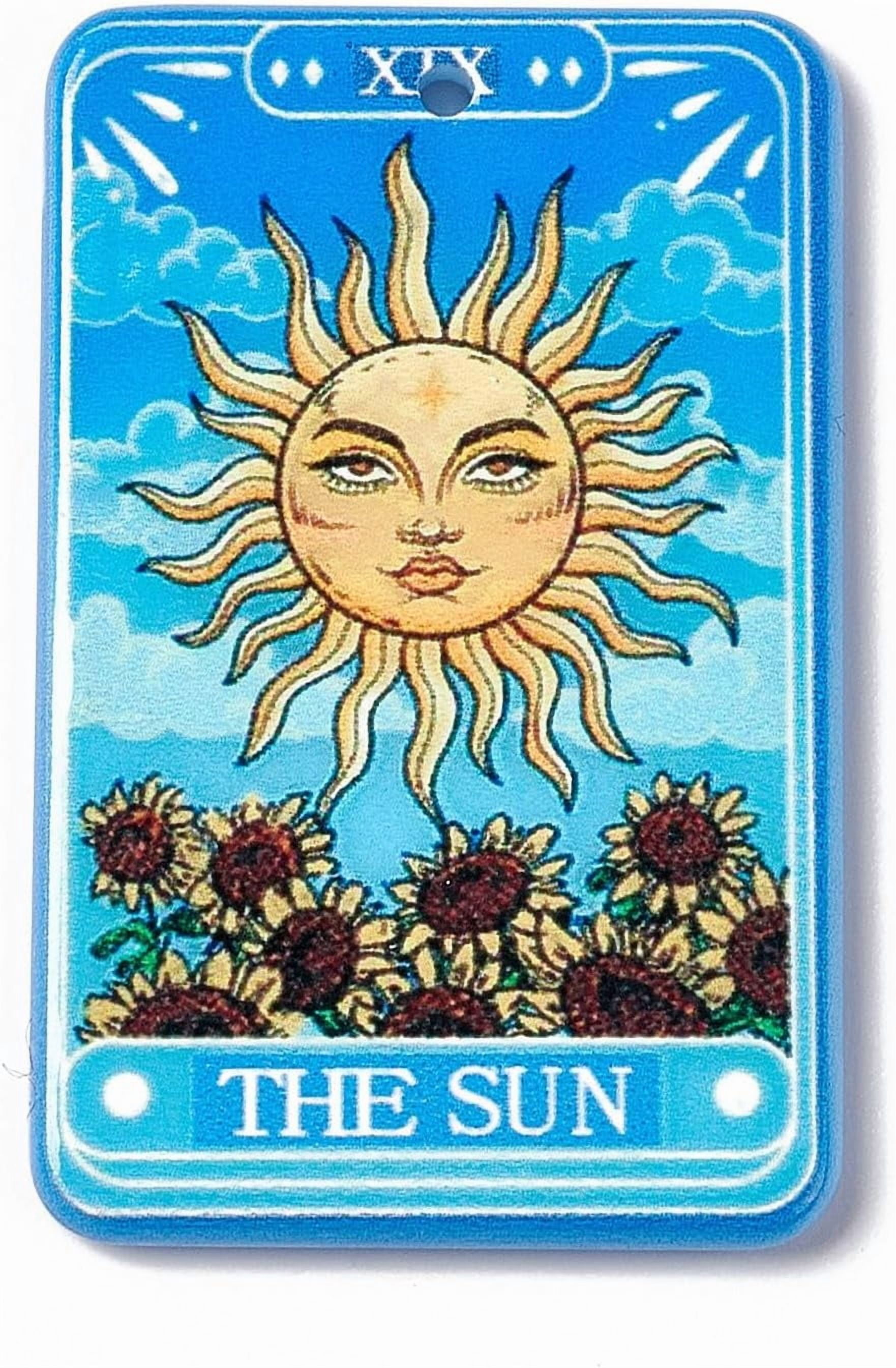 5Pcs Tarot Pattern Printed Acrylic Pendants Rectangle with Tarot ...