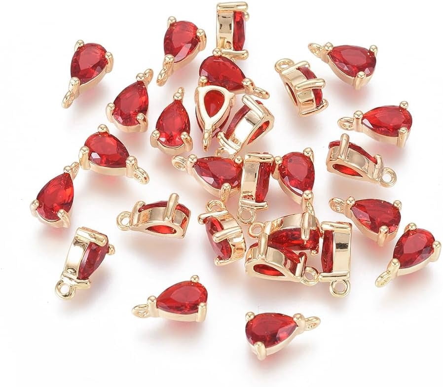 5Pcs Teardrop Charms Real 18K Gold Plated Brass Charms with Cubic ...