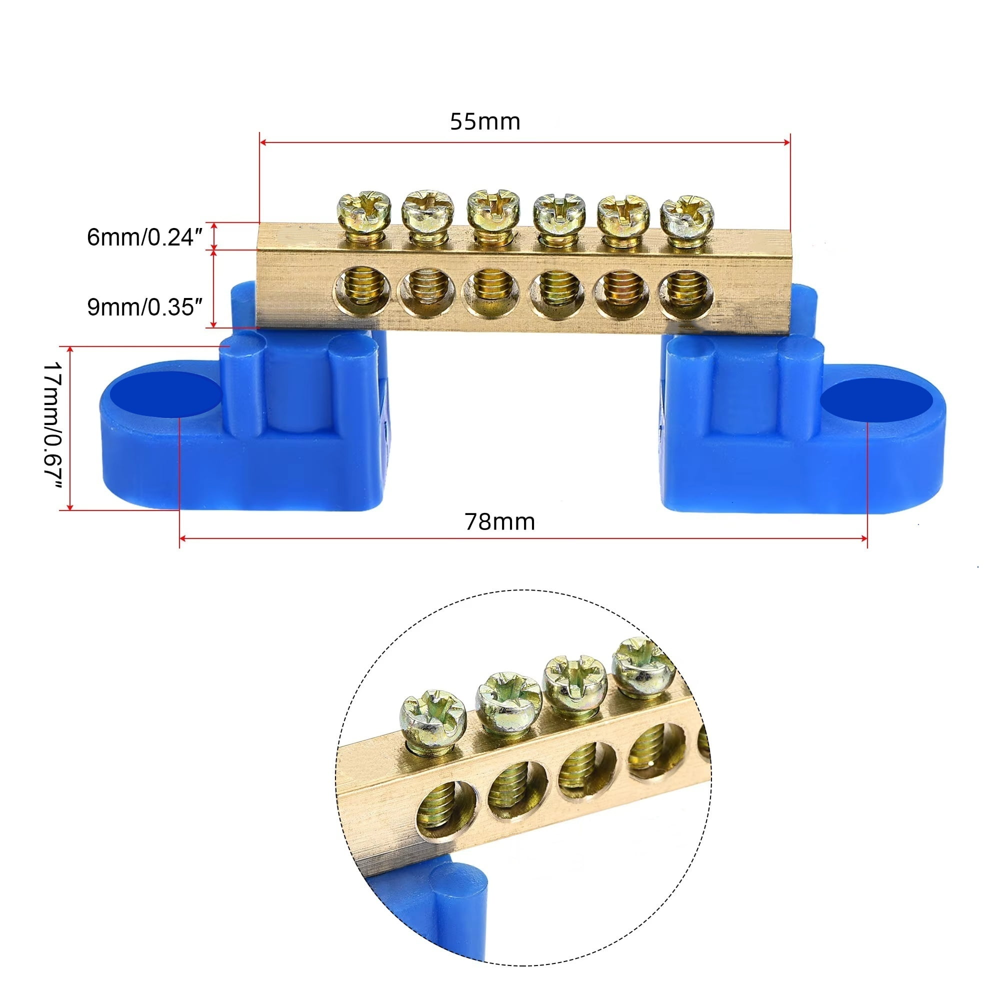 5Pcs Terminal Blocks, Copper Bus Bars (Sizes 4/6/8/10/12), DIY Copper ...