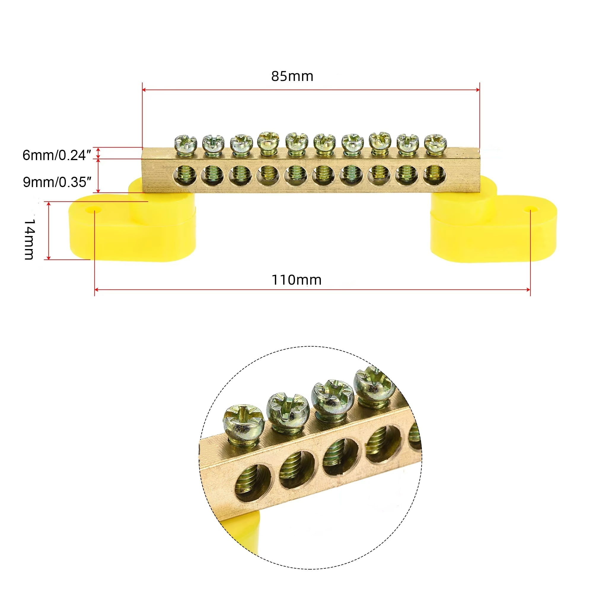 5Pcs Terminal Blocks, Copper Bus Bars (Sizes 4/6/8/10/12), DIY Copper ...