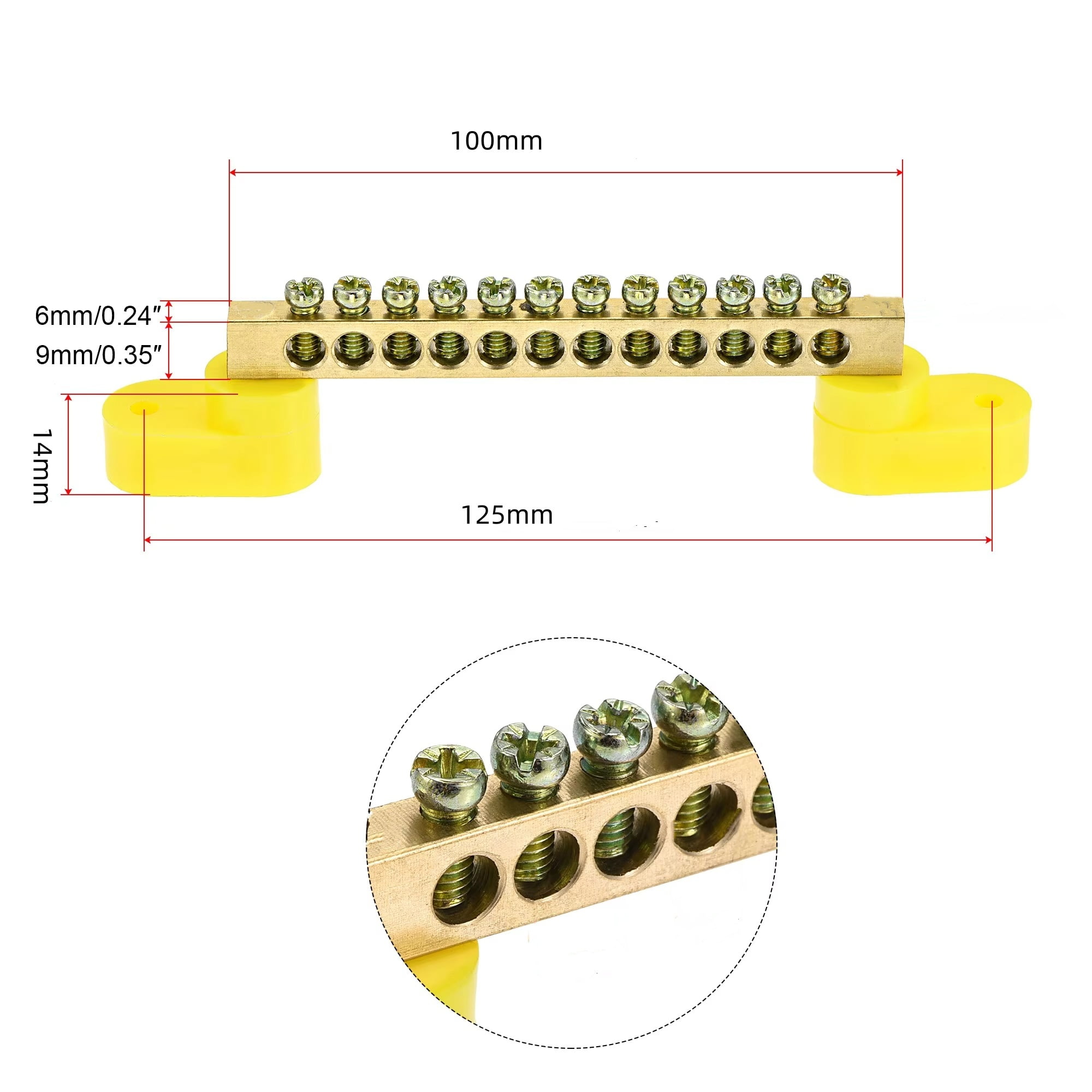 5Pcs Terminal Blocks, Copper Bus Bars (Sizes 4/6/8/10/12), DIY Copper ...