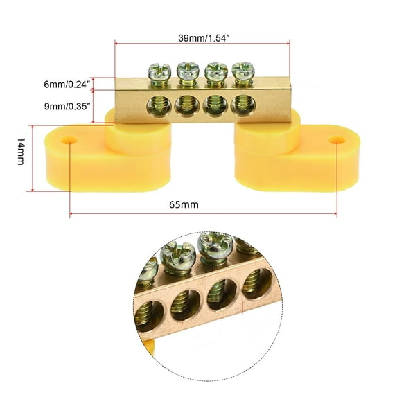 5Pcs Terminal Blocks, Copper Bus Bars (Sizes 4/6/8/10/12), DIY Copper ...