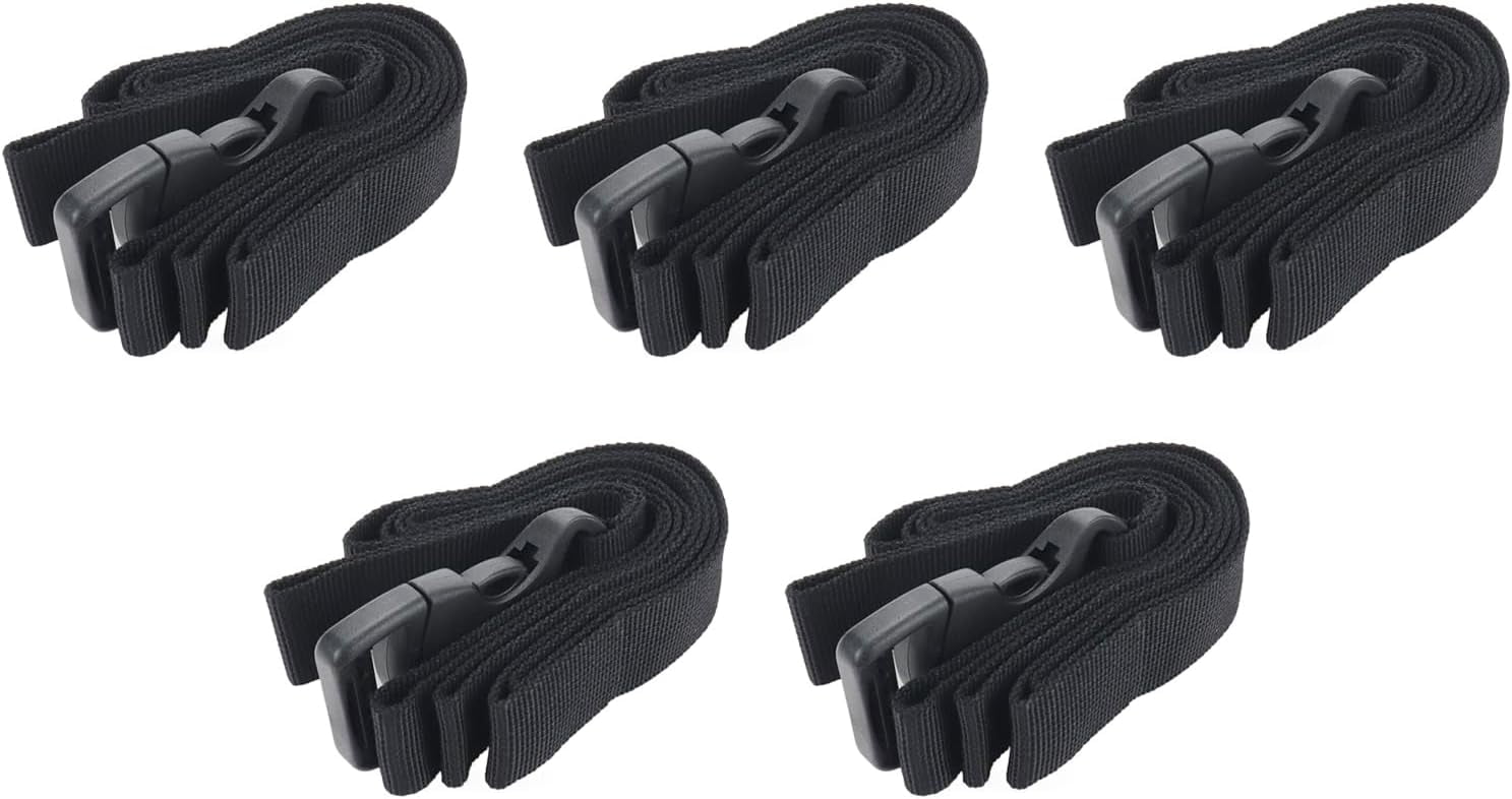 5Pcs Tie Down Straps Black Adjustable Nylon Strap with Buckles 1" x 51. ...