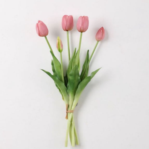5Pcs Tulips Artificial Flowers, Faux Tulips Real Touch Latex Fake ...