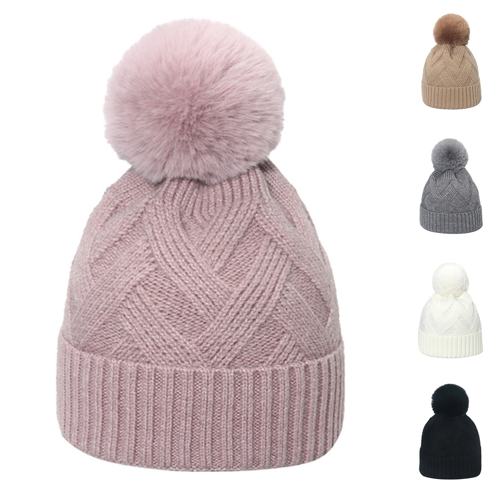 5Pcs Twisted knit hat with pom under $5! Yrmaups Winter Knitted Hat ...
