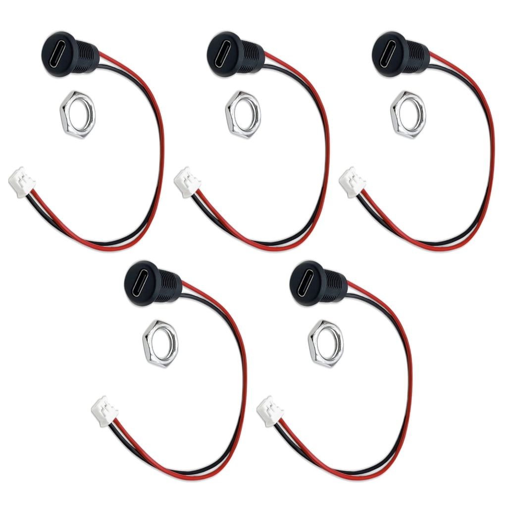 5Pcs Type C Female 2Pin USB Connector Waterproof Female Connector ...