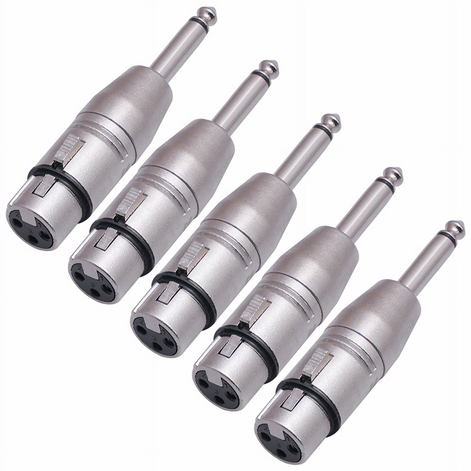 5Pcs Unbalanced XLR Female to 1/4 Inch Mono Male Plug Cable Adapter 6 ...