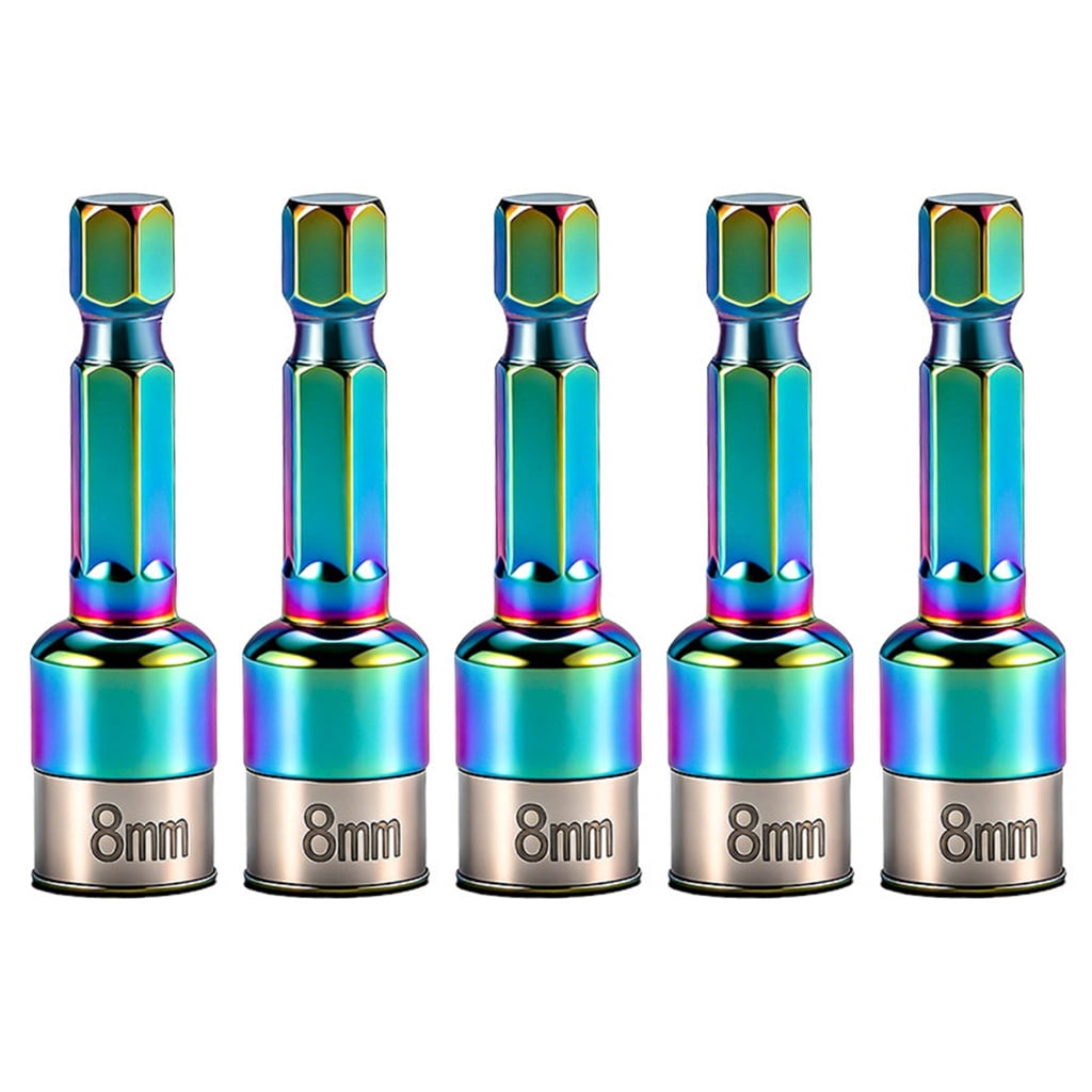 5Pcs Universal 8mm Hexagonal Shank Impact Socket Spanner Metal Sleeve ...
