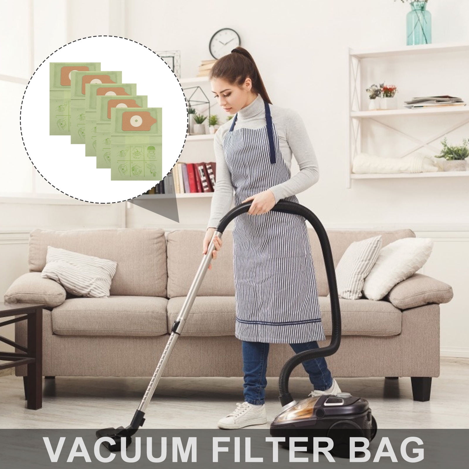 5Pcs Vacuum Dust Bag Replacement Paper Filter Bags for Home Use Green ...