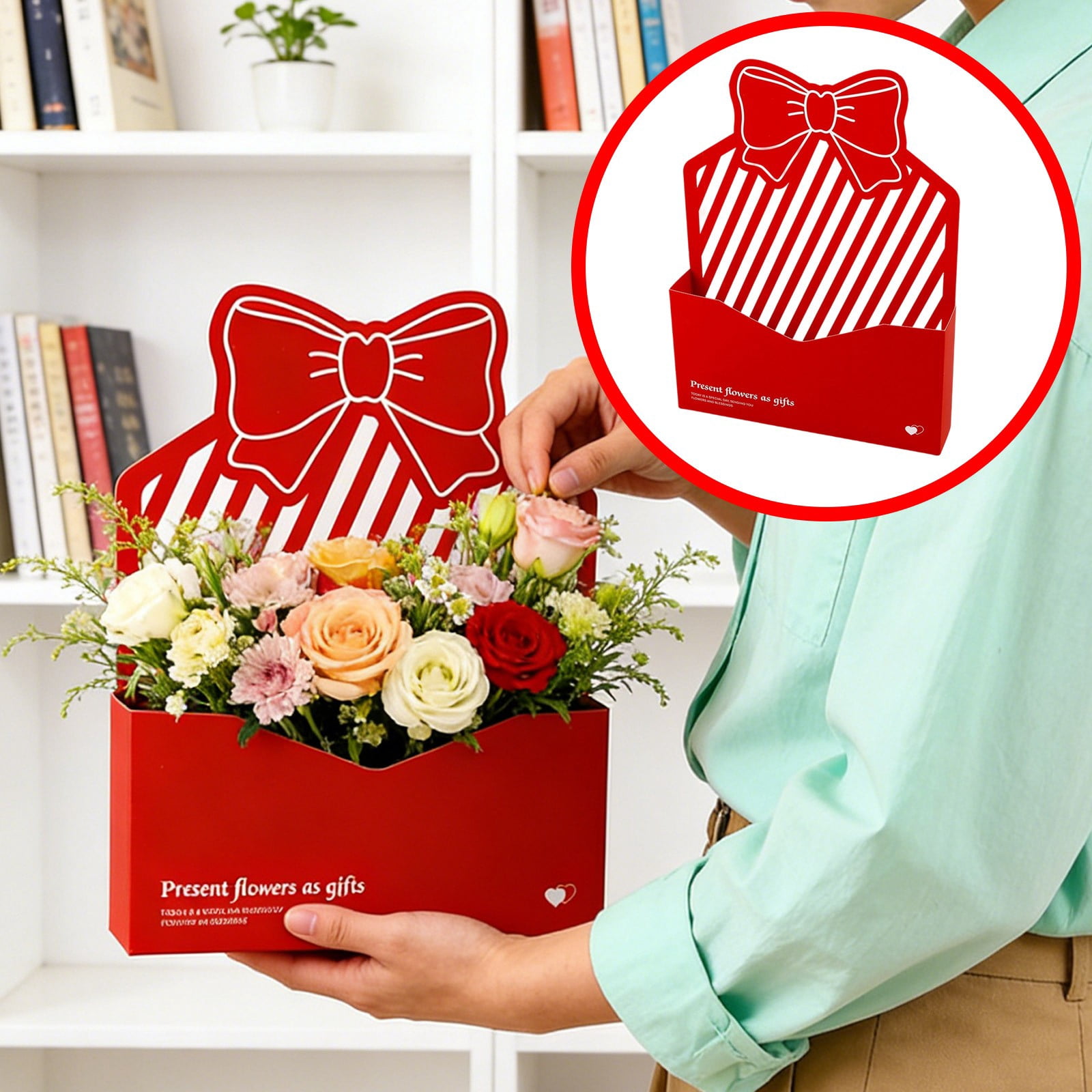 5Pcs Valentine Envelope Boxes - Paper Bouquet Envelopes with Red Bow ...