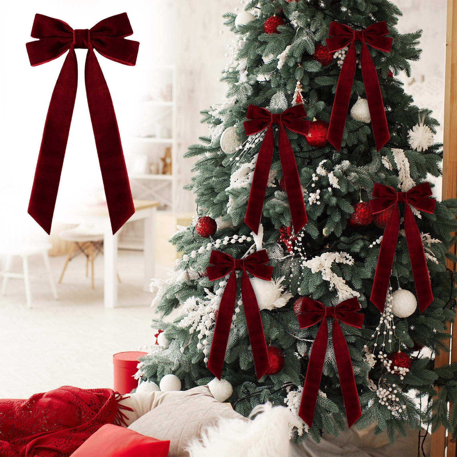 5Pcs Velvet Christmas Bow under $5! Xqxayjr Velvet Christmas Bow for ...