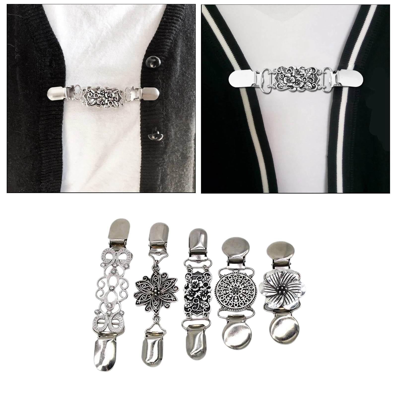 5Pcs Vintage Sweater Shawl Clips Retro Collar Dresses Clips Brooch Pins ...