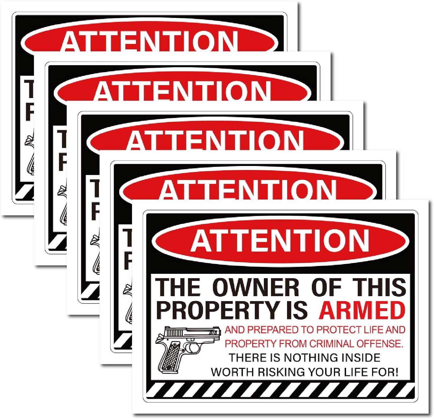 5Pcs Warning Attention The Owner of This Property is Armed Sign ...