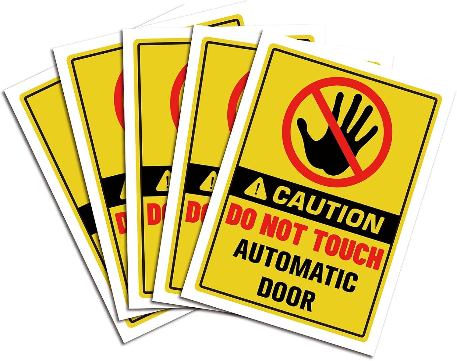 5Pcs Warning Sign Stickers CAUTION DO NOT TOUCH AUTOMATIC DOOR Safety ...