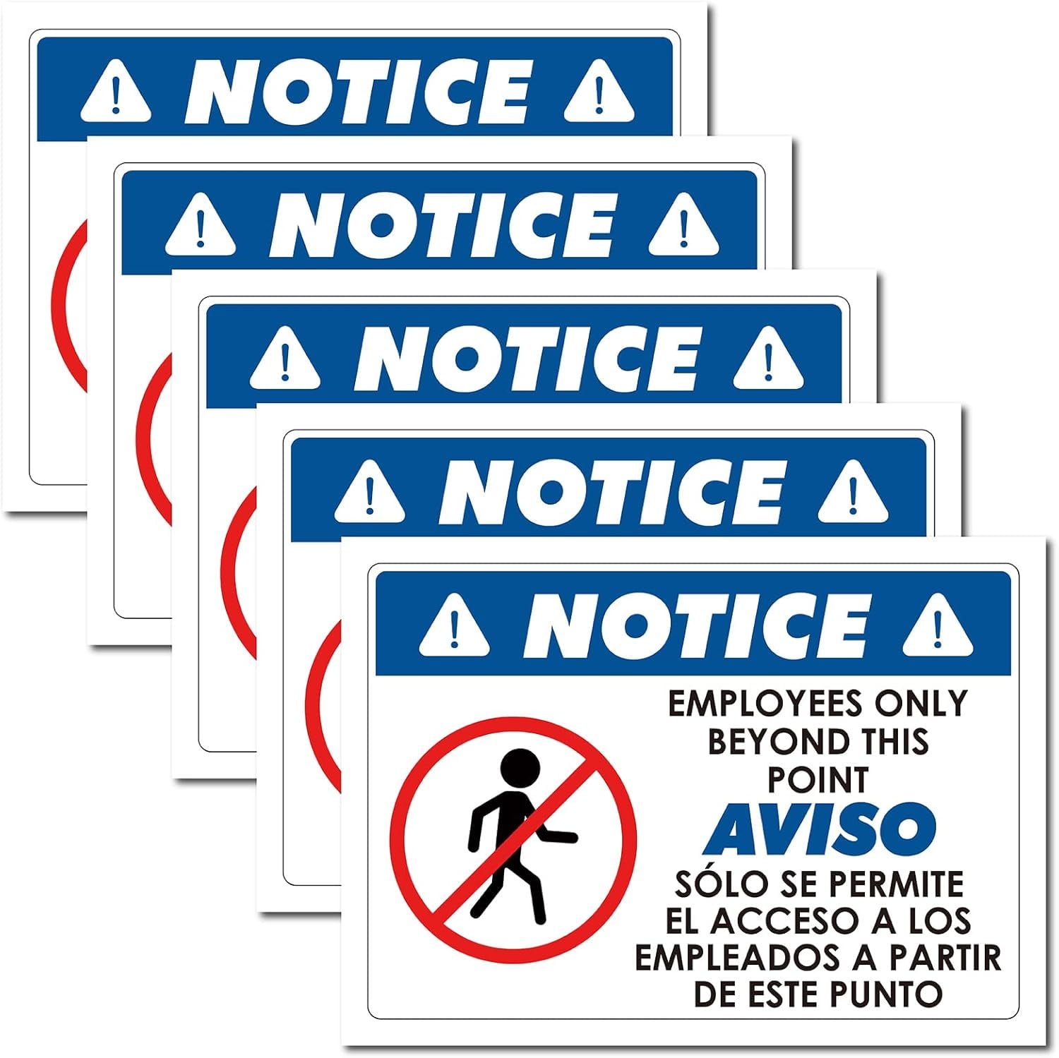 5Pcs Warning Sign Stickers EMPLOYEES ONLY BEYOND This POINT Notice ...