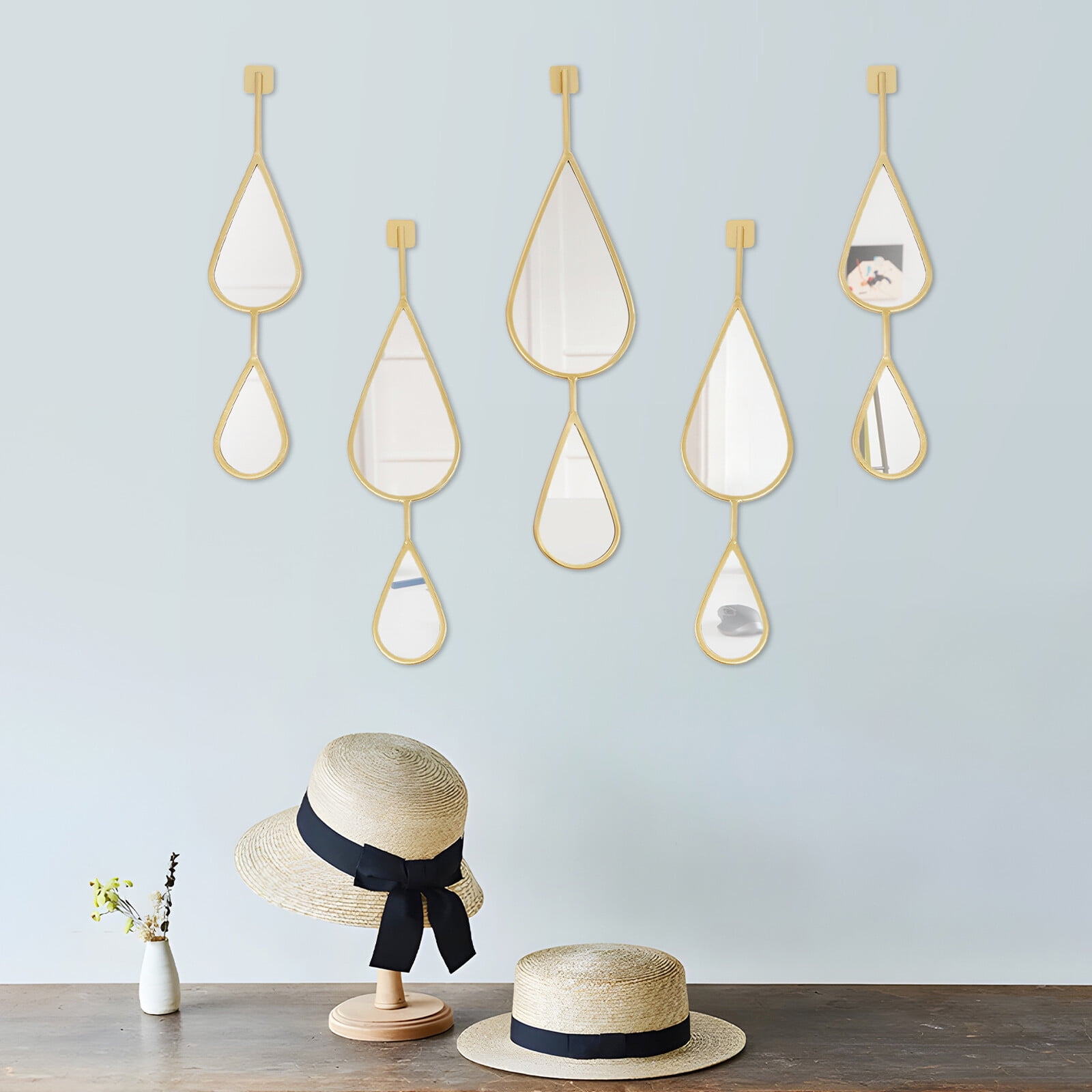 5Pcs Water Drop Decorative Mirrors Art Decorative Mirror Wall Decor ...