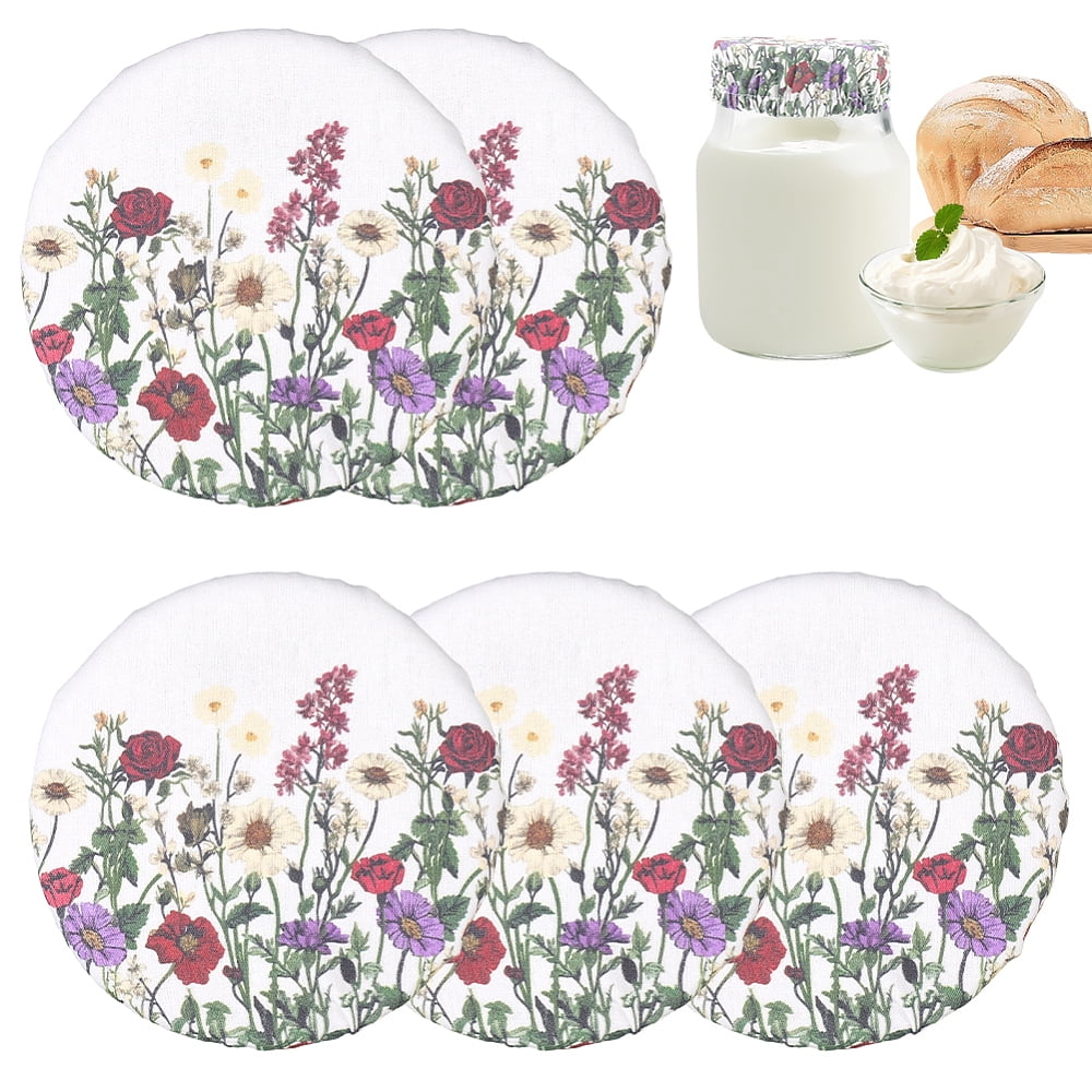 5Pcs Wild Flower Sourdough Starter Jar Cover Reusable Cotton Bowl ...