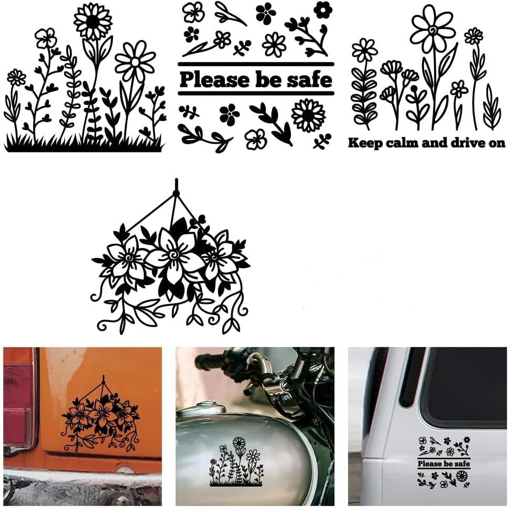 5Pcs Wildflower Vinyl Car Decal Stickers Boho Flower Outdoors Sticker ...