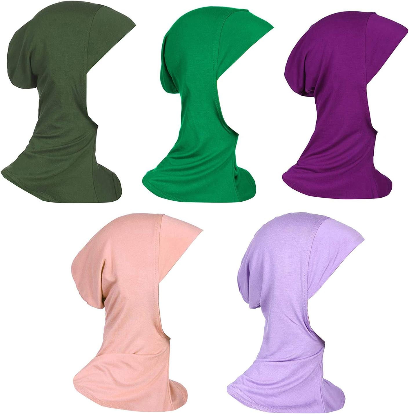 5Pcs Womens Mini Hijab Caps Solid Color Neck Cover Under Scarf Head ...