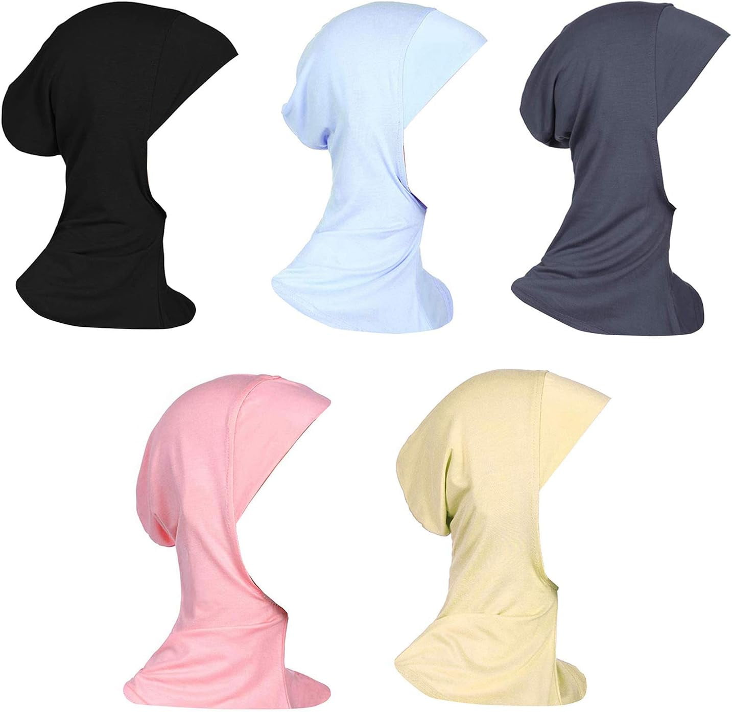 5Pcs Womens Mini Hijab Caps Solid Color Neck Cover Under Scarf Head ...