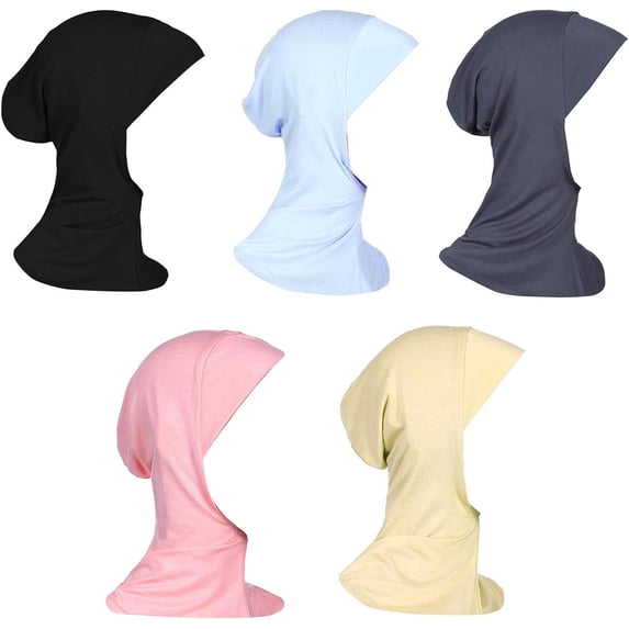 5Pcs Womens Mini Hijab Caps Solid Color Neck Cover Under Scarf Head ...