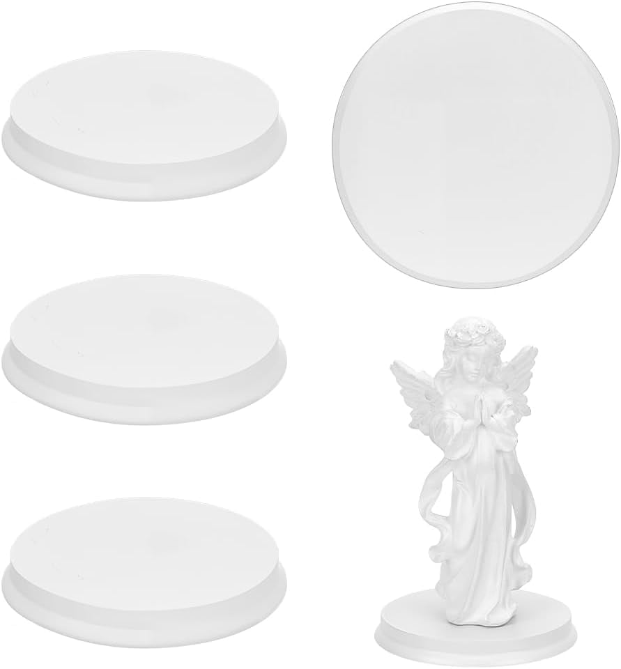 5Pcs Wood Round Base 4Inch White Wooden Display Base Wooden Jewelry ...