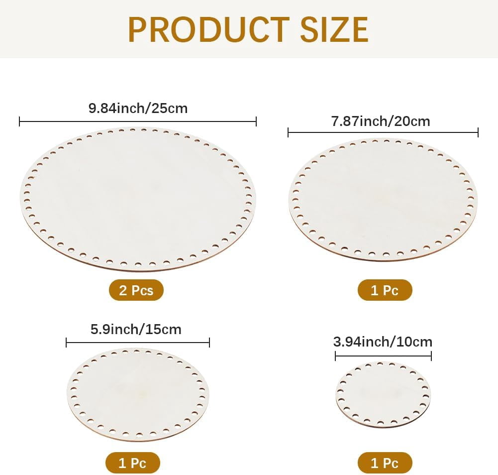 5Pcs Wooden Crochet Bag Base Crochet Basket Bottom Round Circle Flat ...