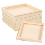 LotFancy Set of 5 Wooden Nesting Trays, Unfinished Natural, Rectangular ...