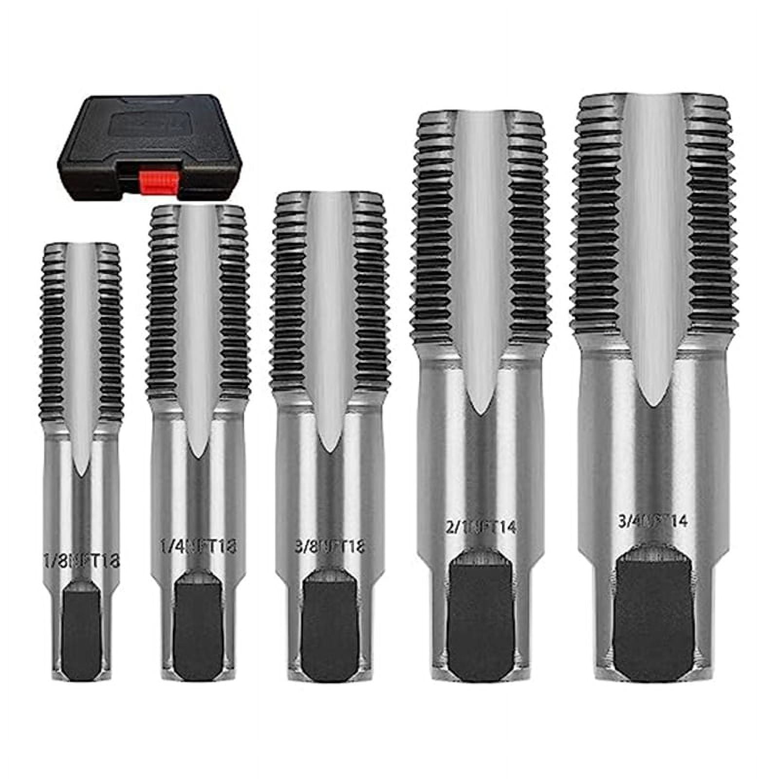 5Piece NPT Pipe Tap Set,1/8In,1/4In,3/8In,1/2In and 3/4In Npt Tap for Assorted Plumbers ...