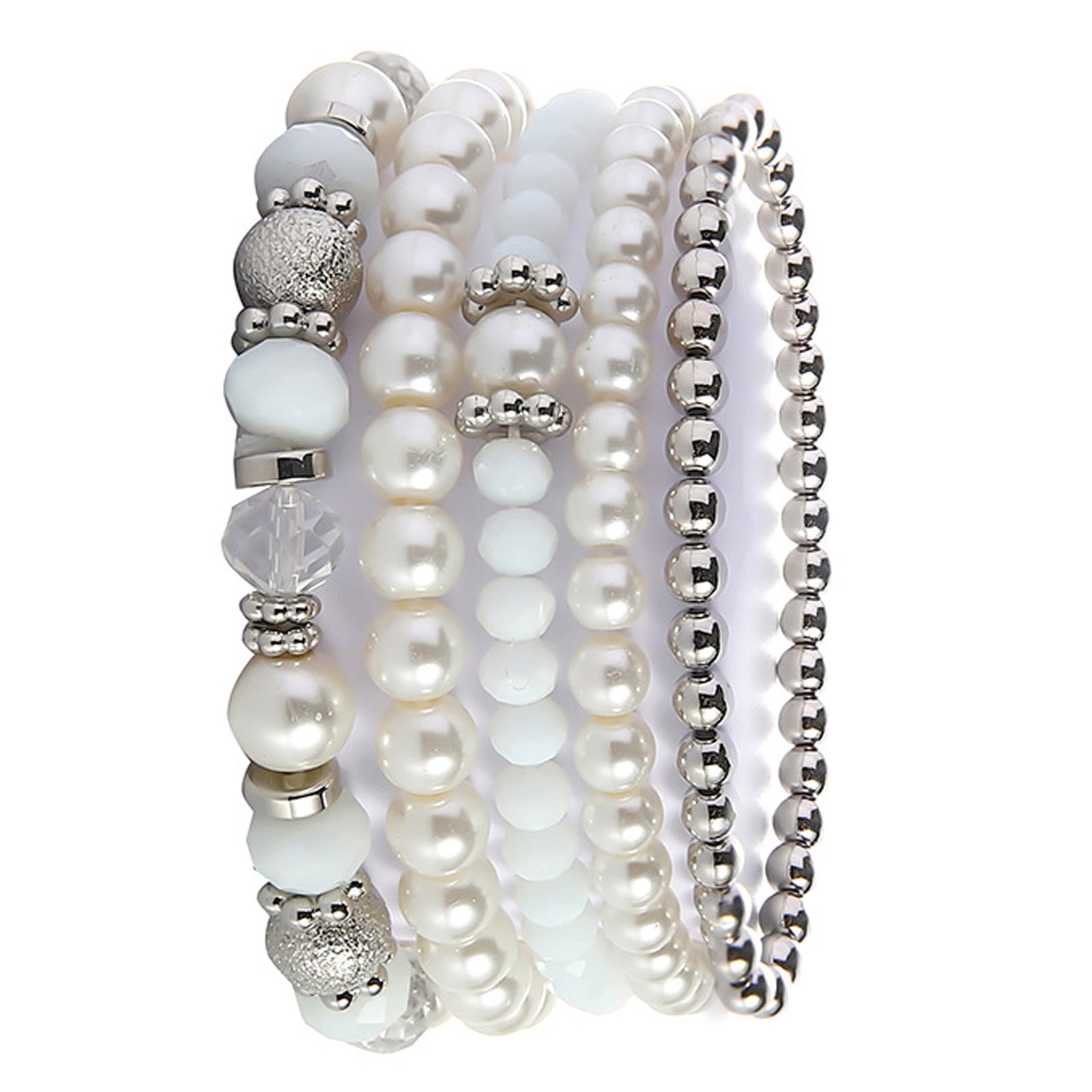 5Piece Sparkling Crystal Bead Set Luxurious Crystal Beaded Bracelets ...