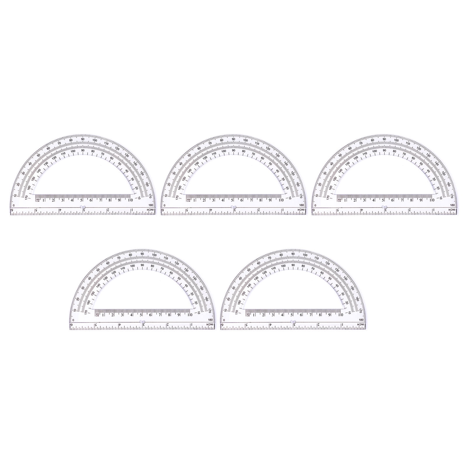 5Pieces 180 Degree Protractors with Clearly Scales Drafting Protractor ...