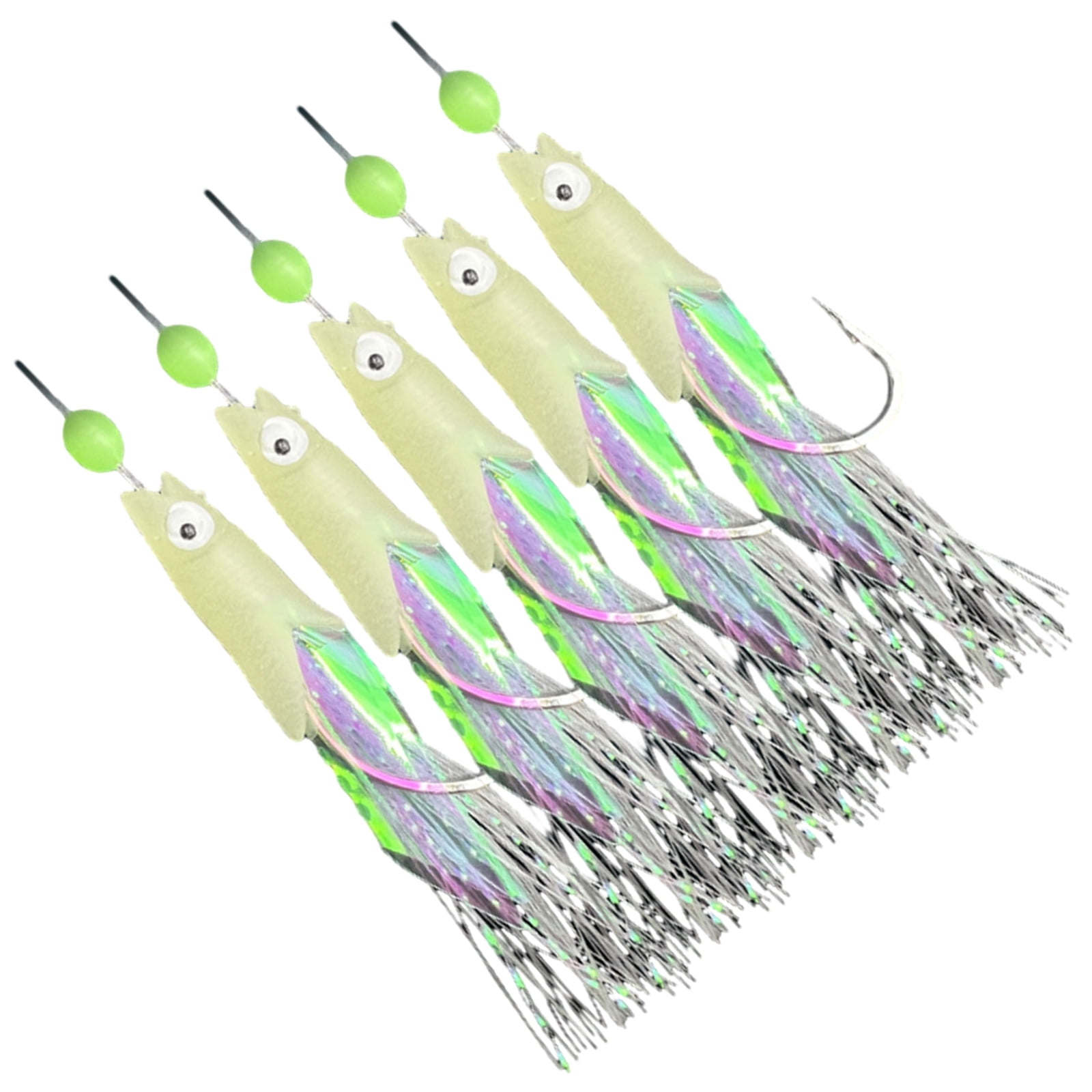 5Pieces Baits Rig Fishing Lures Glows Fishing Baits Rig Fish Skin Lures ...