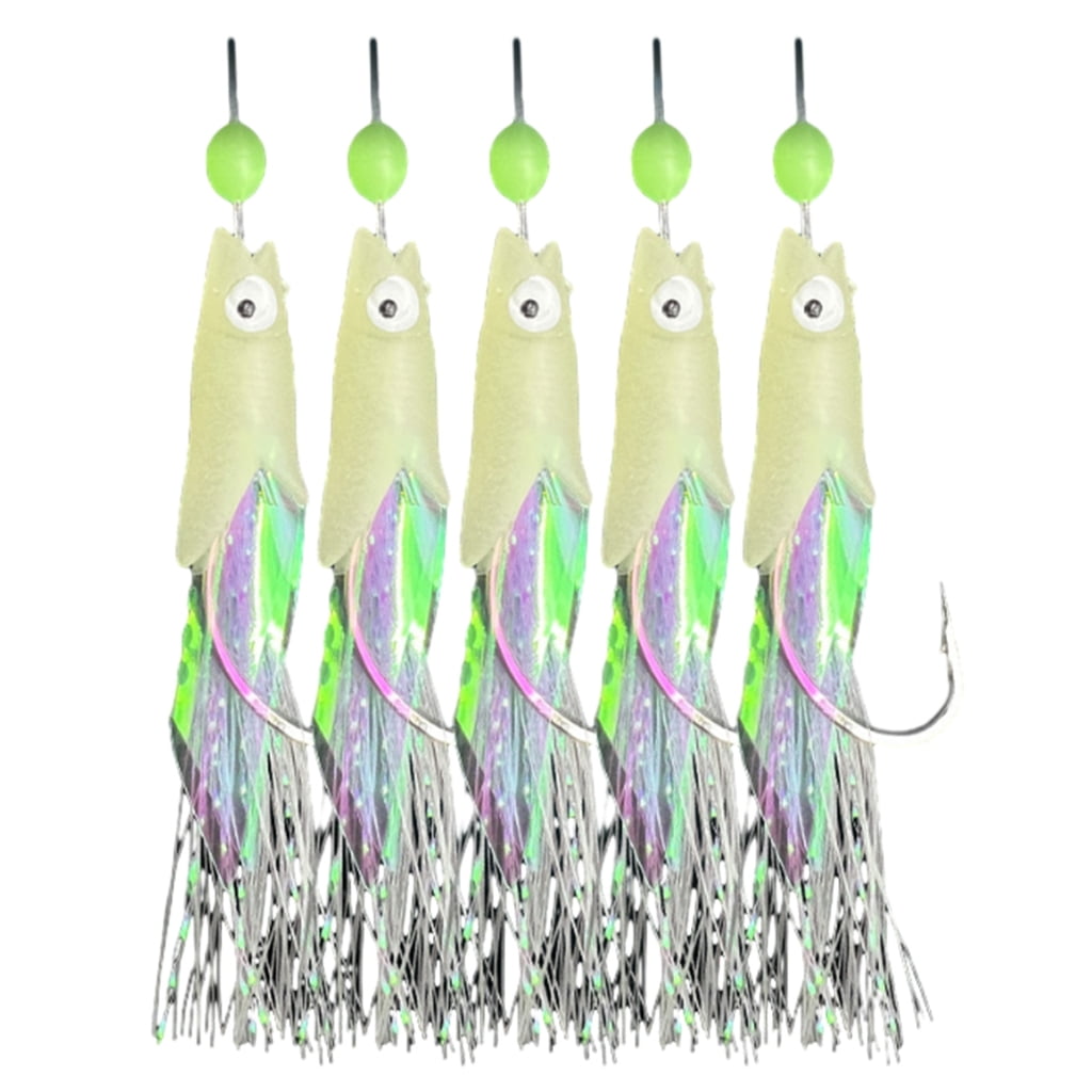 5Pieces Baits Rig Fishing Lures Glows Fishing Baits Rig Fish Skin Lures ...