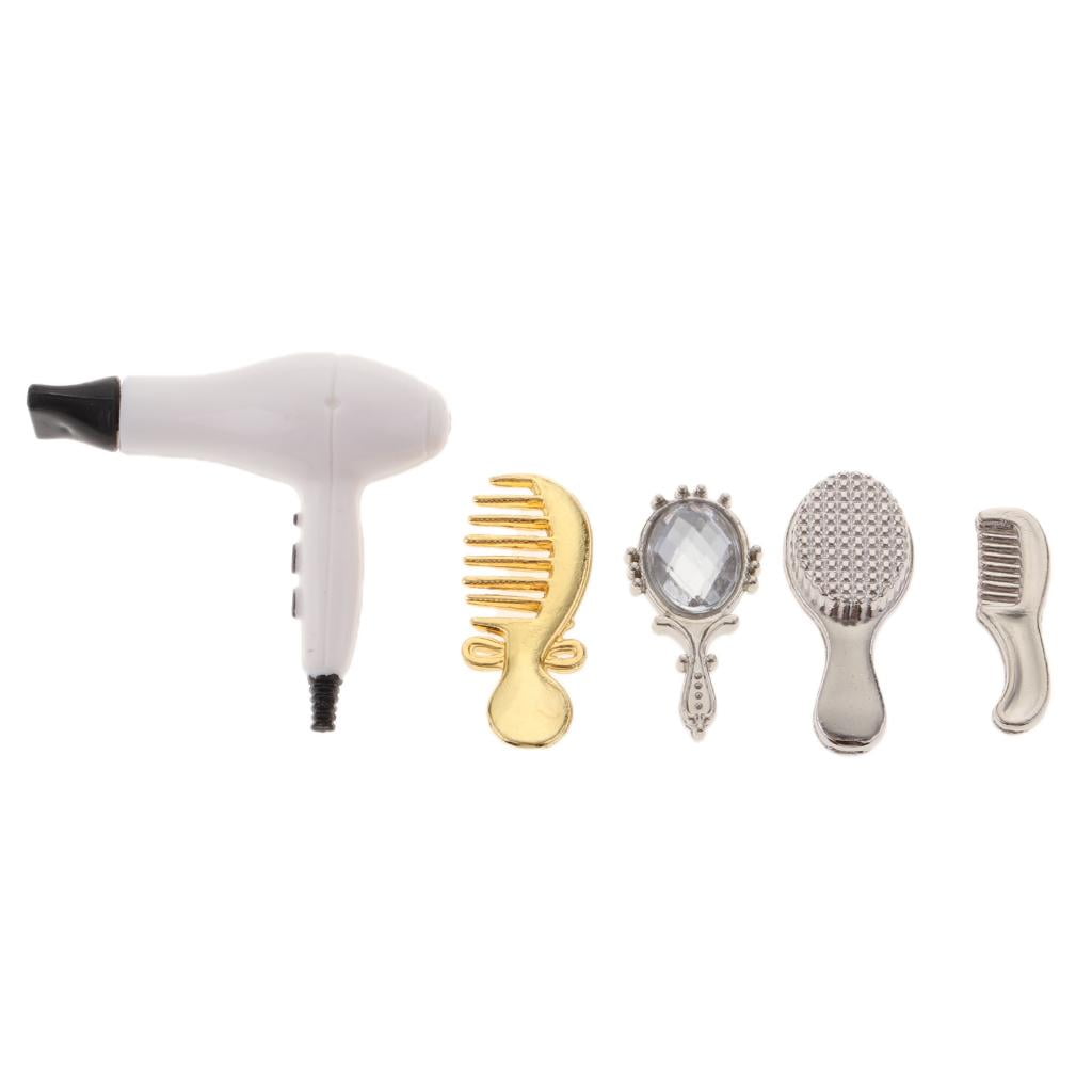 5-Piece Mini Doll Hairdresser Playset: Hair Dryer, Comb, Brush Set ...
