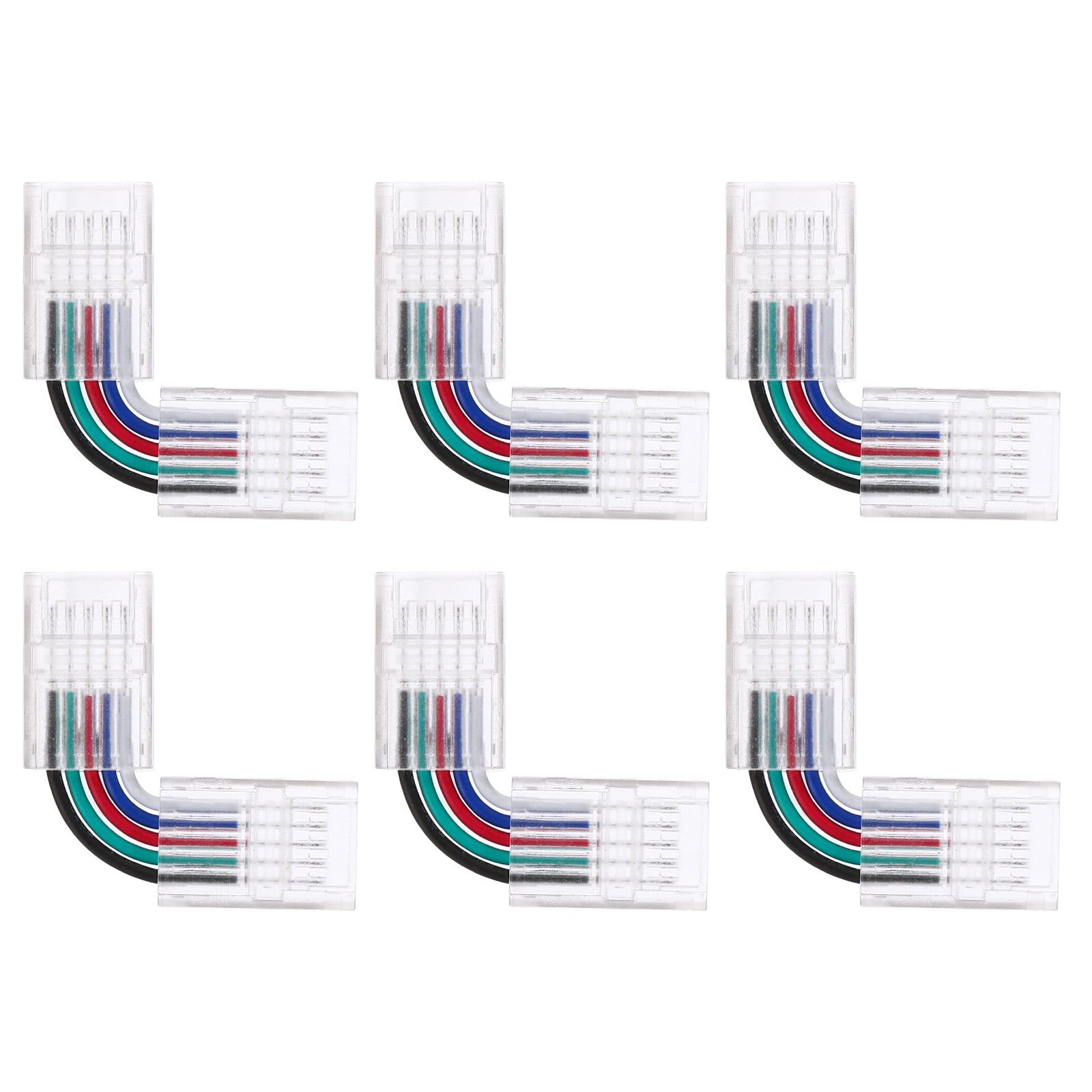 5Pin RGB LED Strip Connectors, 6Pcs 10mm Wide Extension L type with ...