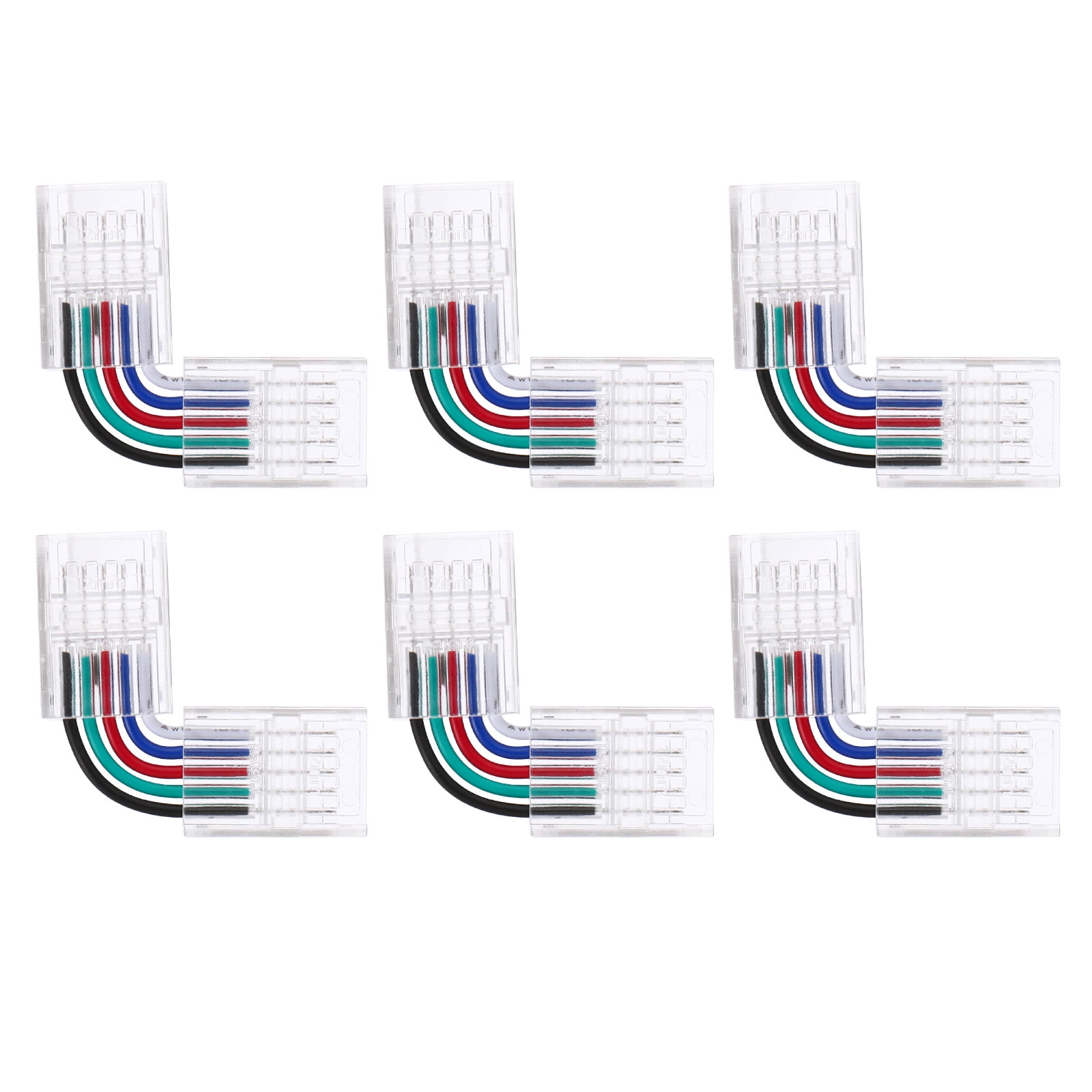 5Pin RGB LED Strip Connectors, 6Pcs 12mm Wide Extension L type with ...