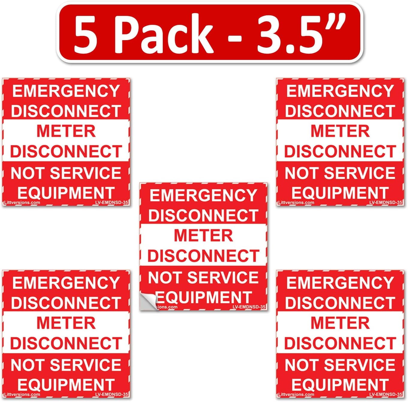 5Pk 5"x 3.5" Emergency Meter Disconnect NOT Service Equipment Label ...