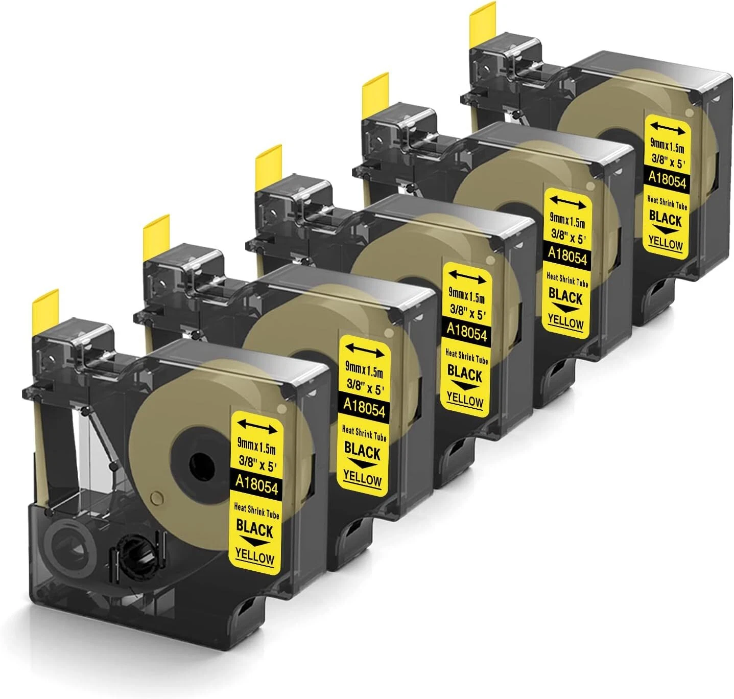 5Pk For Dymo Rhino 4200/5200 Heat-Shrink Tube 18054 Industry Label Tape 3/8"X5' - Walmart.com