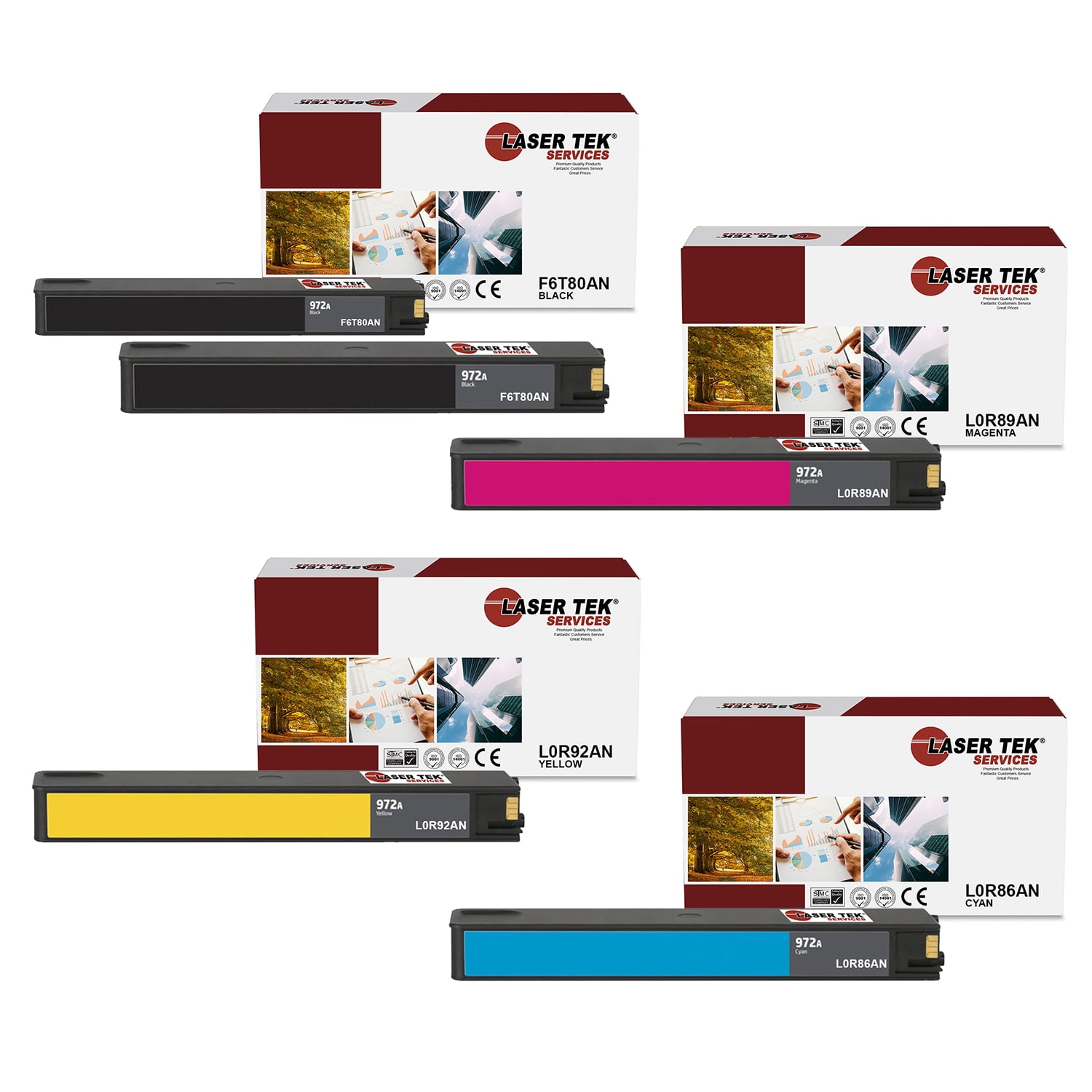 5Pk LTS 972A BCMY HY Compatible for HP PageWide Pro 352dw 377dw 452dn ...