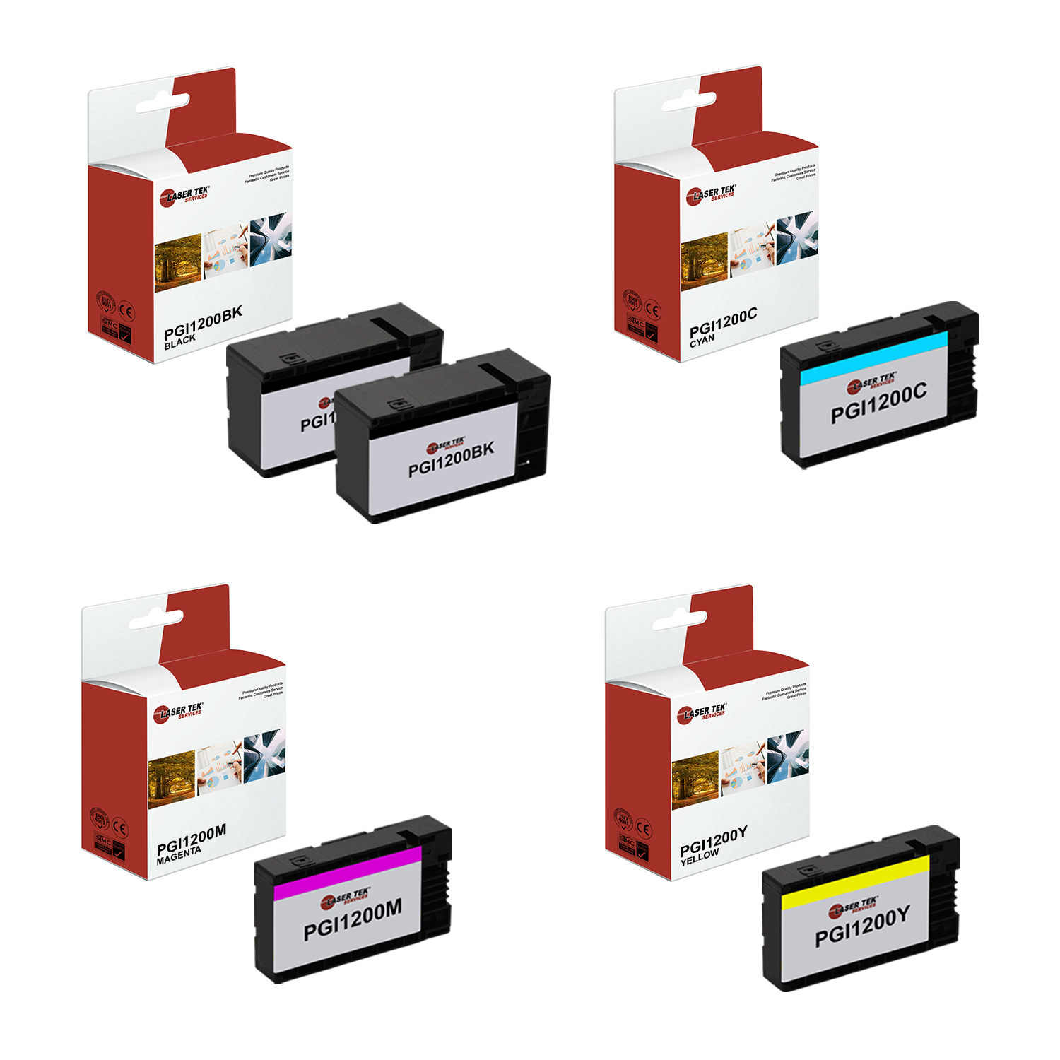 5Pk LTS PGI-1200 BCMY HY Compatible for Canon Maxify MB2020 MB2050 Ink ...